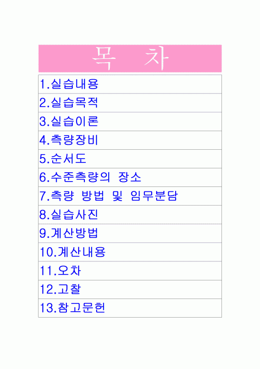 [공학/컴퓨터/통신] 수준측량 보고서