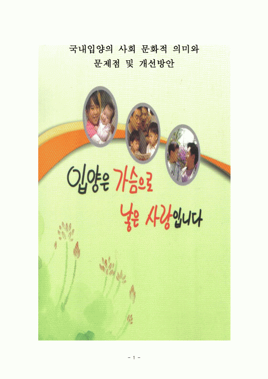 [사회학] 입양 역사,현황, 국내입양의 사회문화적 의미 및 문제점과 개선방안