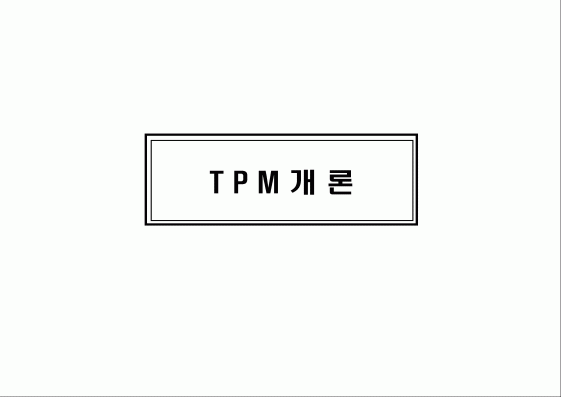 TPM 종합 이론 레포트 자료