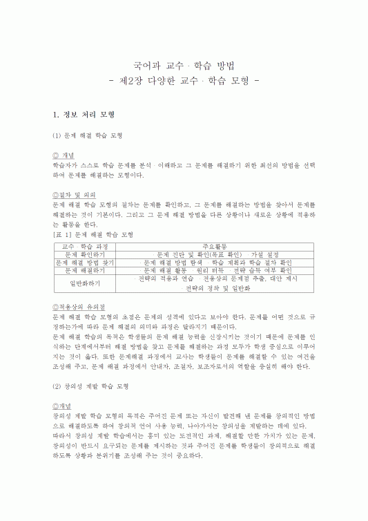 다양한 교수・학습 모형