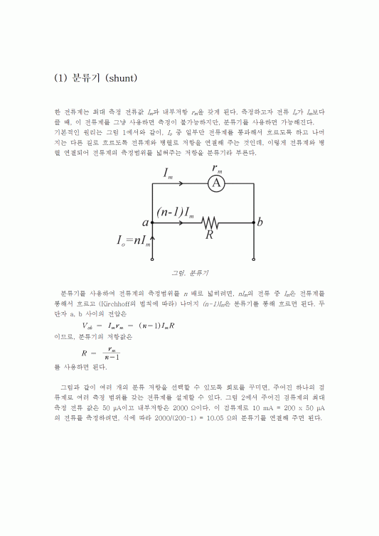 분류기(shunt)와 배율기(multiplier)