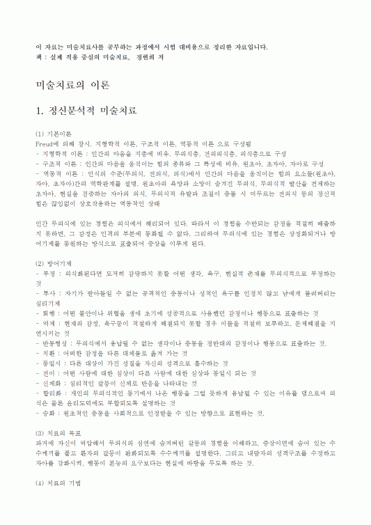미술치료의 이론