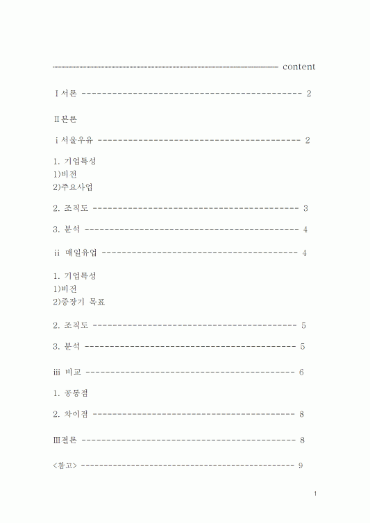 기업의 조직도비교