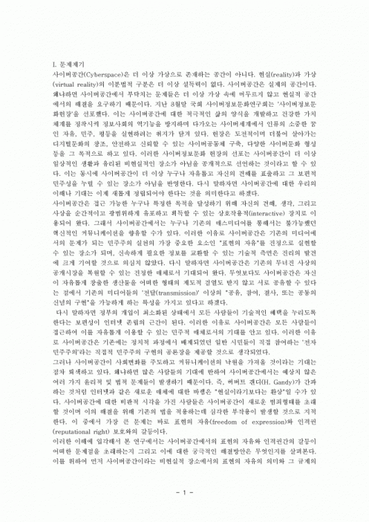 사이버 공간에 대해서 조사하기