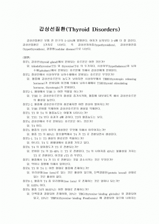 갑상선 질환 Thyroid Disorders