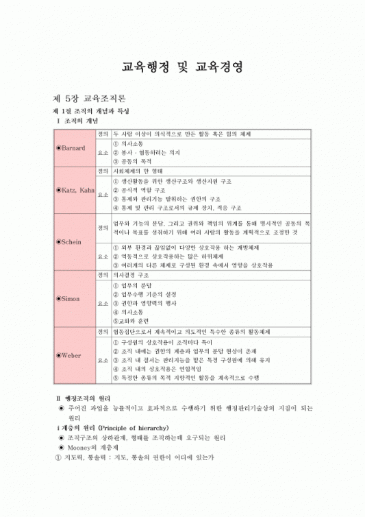 교육행정 및 교육경영 요약(5장~8장)