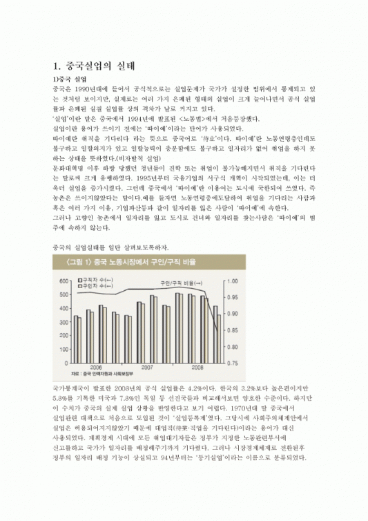 중국 실업문제(중국 실업의 실태, 중국실업현황, 중국실업의 배경, 중국실업에대한 해결책)