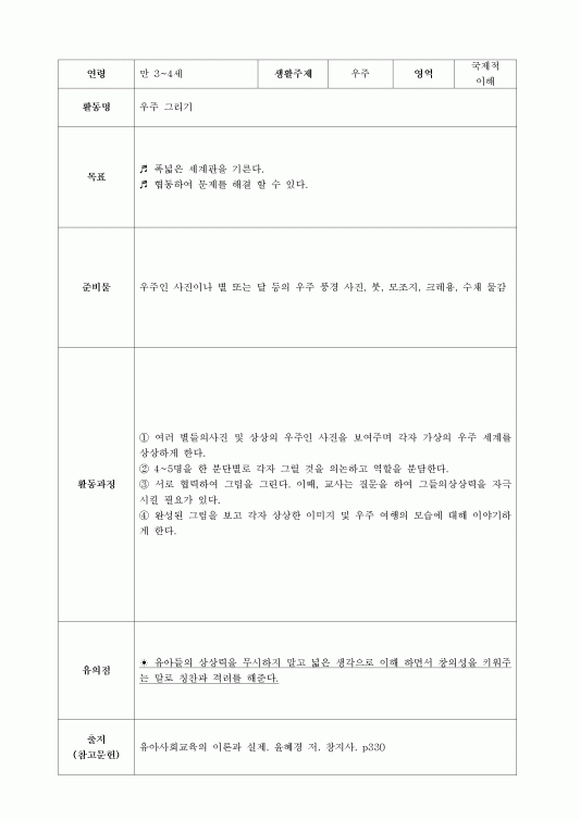 유아사회 활동계획안
