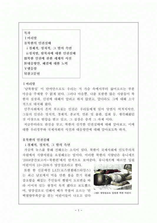북한의 인권실태와 대응방안
