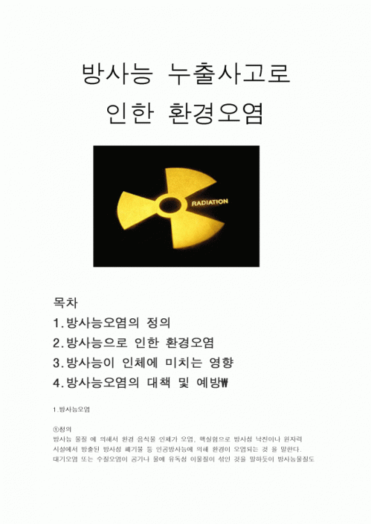 방사능 누출사고로 인한 환경오염