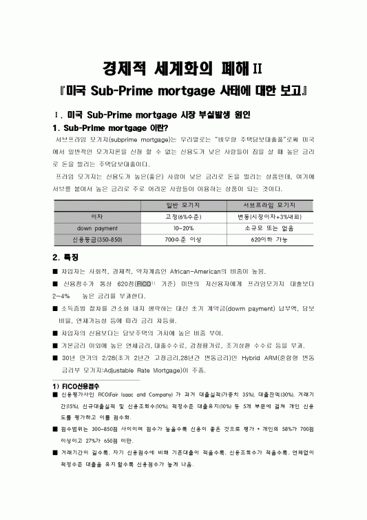세계 경제론/ 서브프라임 모기지 사태의 배경과 영향