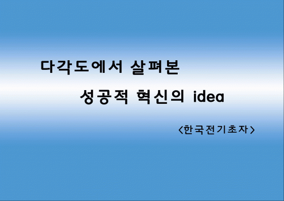 한국전기초자의 성공분석