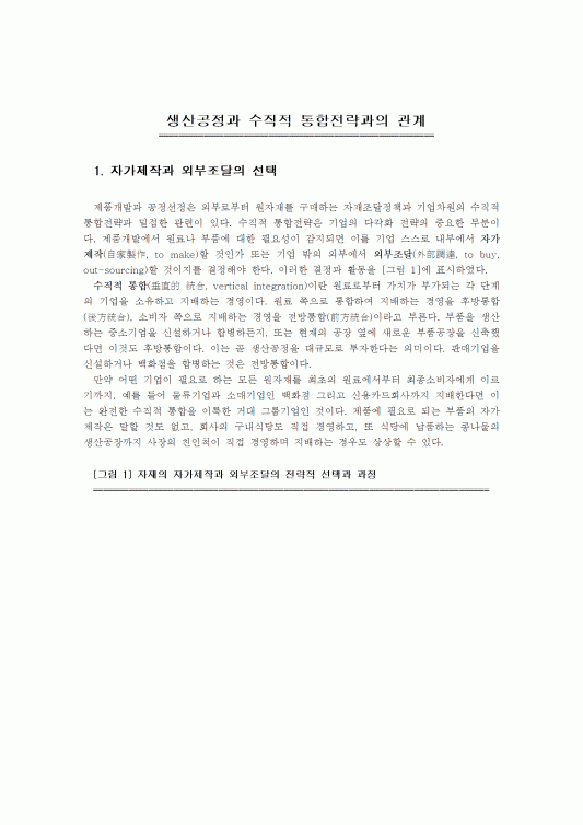 생산공정과 수직적 통합전략과의 관계