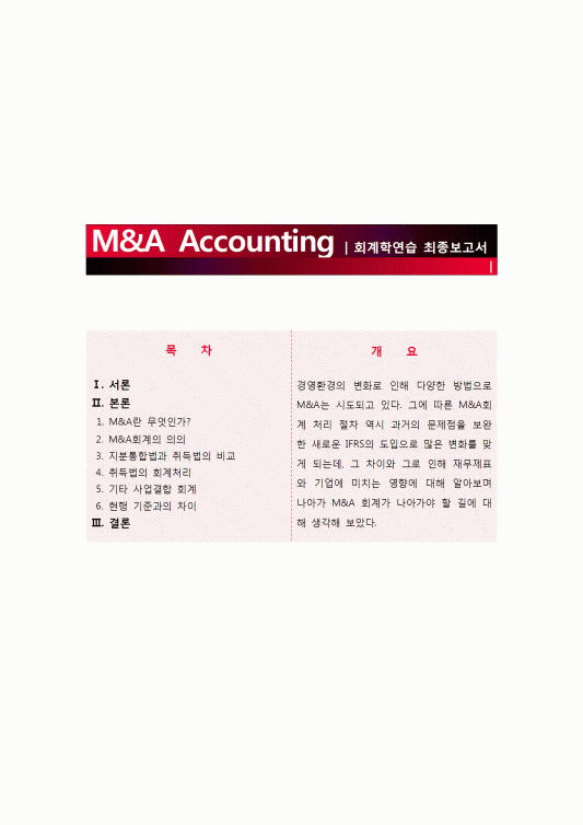 IFRS의 결합회계 (M&A회계)