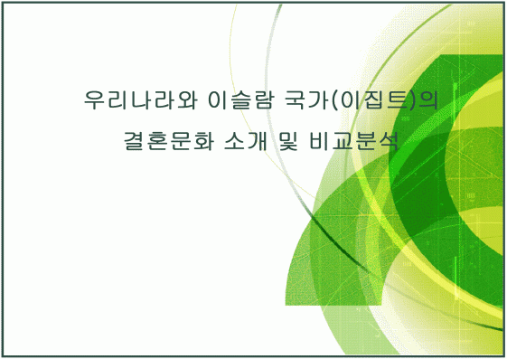 [결혼문화] 우리나라와 이슬람 국가(이집트)의 결혼문화 소개 및 비교분석