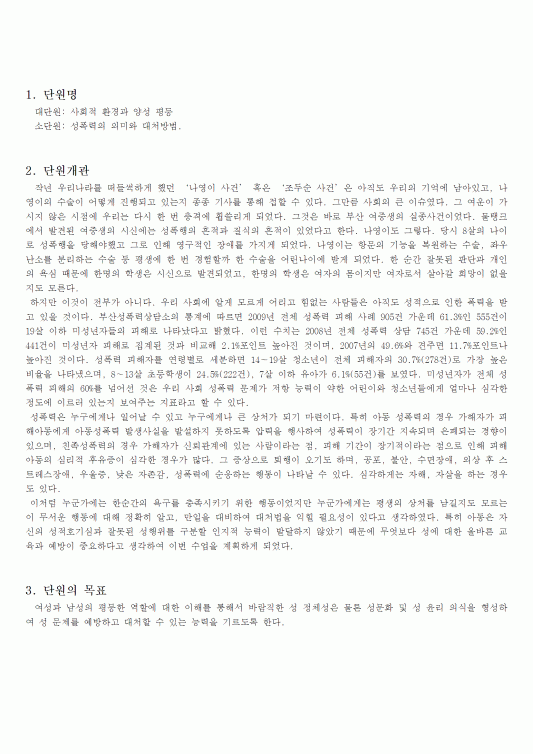 성폭력 교수 학습 지도안 (세안)