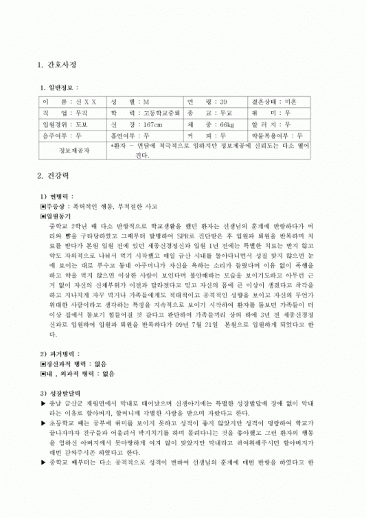 정신분열병 (SPR) case