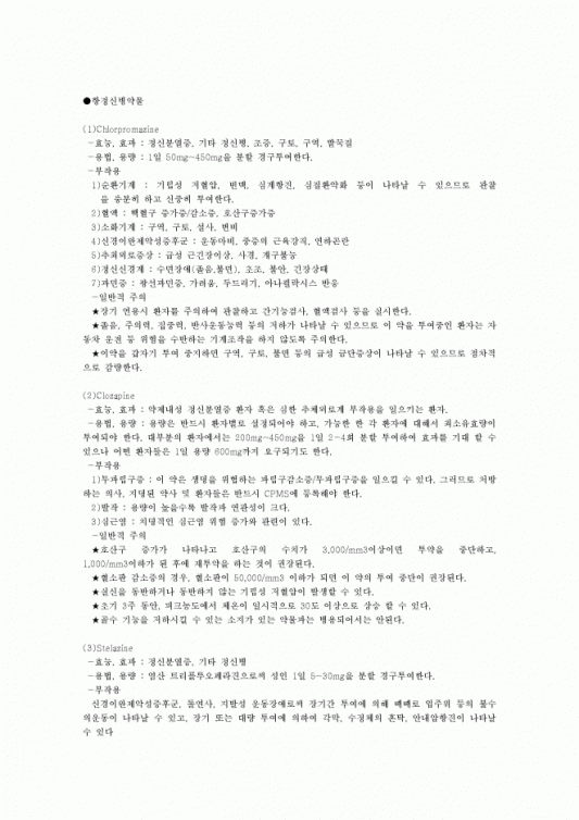 항정신약물 레포트 자료