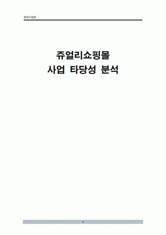 [사업계획서/창업계획서] 쥬얼리쇼핑몰 사업타당석 분석