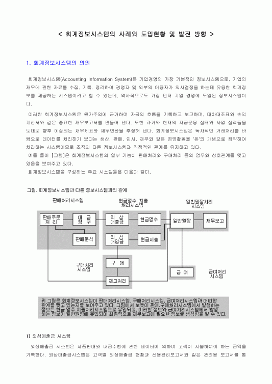 [회계정보시스템]회계정보시스템의 사례와 도입현황 및 발전 방향