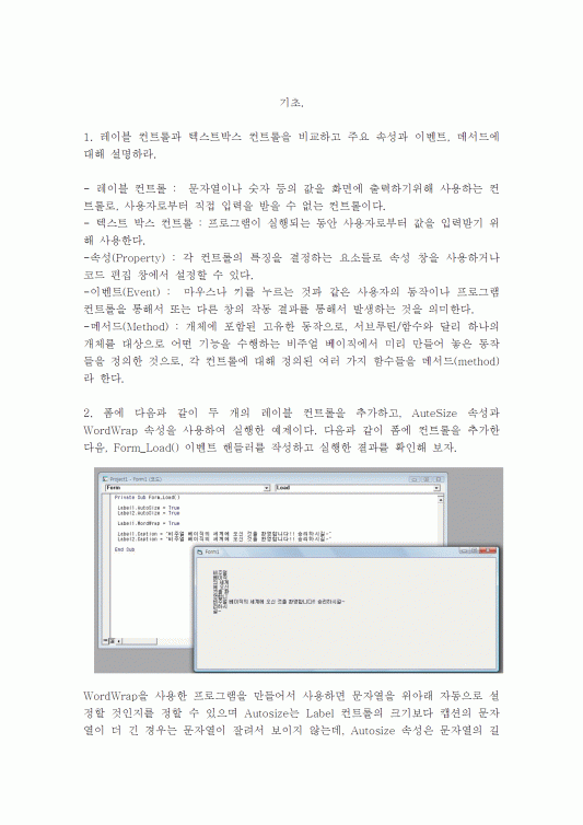 Visual Basic (비주얼베이직) 기초 정리_30분
