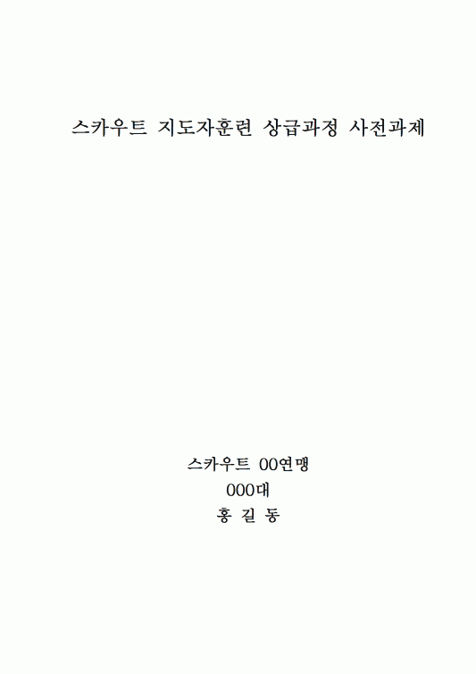 스카우트 상급지도자 훈련 과제