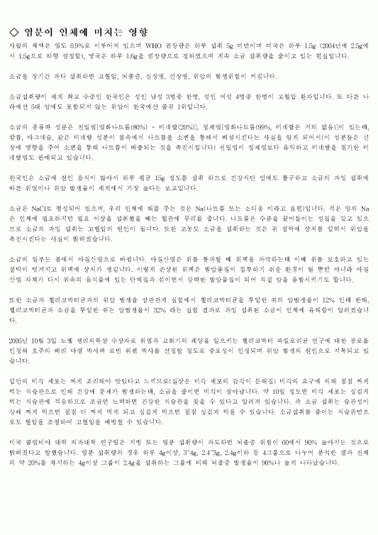 열손상[염분이 인체에 미치는 영향]