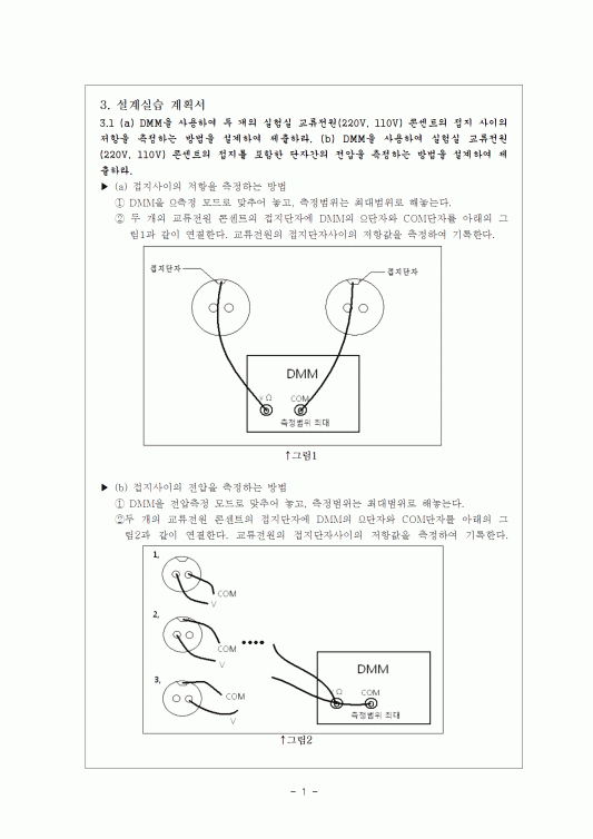 설계실습 6. 계측장비 및 교류전원의 접지상태의 측정방법 설계 - 예비레포트