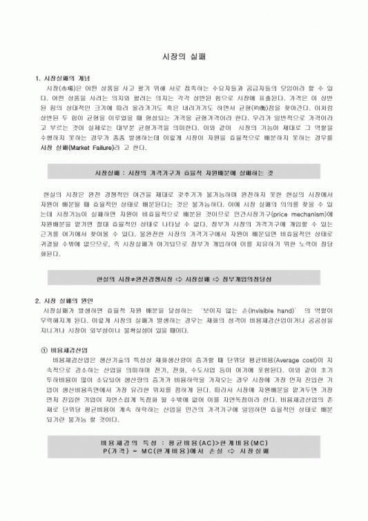 시장의 실패 레포트 자료