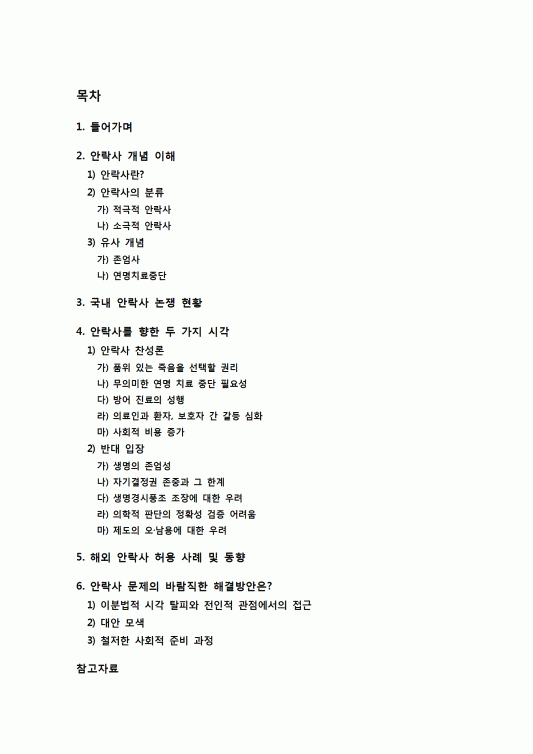 [안락사]안락사, 살인인가? 죽을 권리인가? - 안락사 허용 논란의 주요 쟁점 및 찬반 논리에 대한 이해와 나의 견해 서술