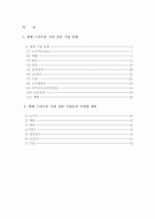 스마트폰시장진출기업분석