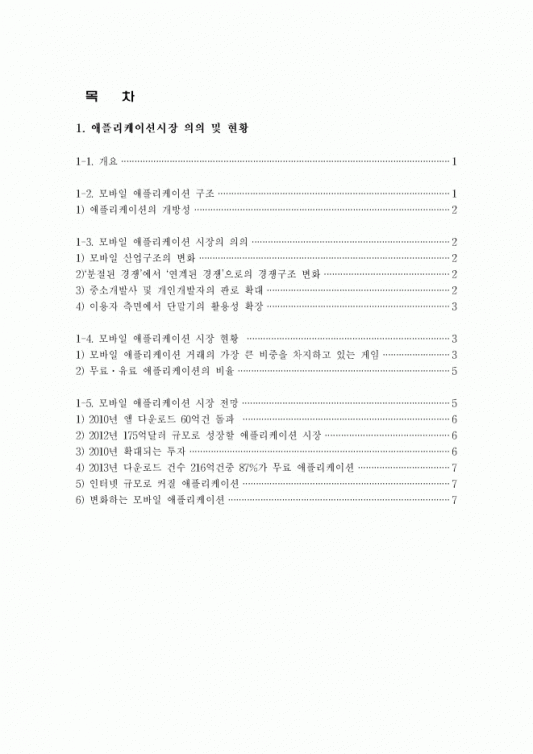 애플리케이션시장 의의 및 현황