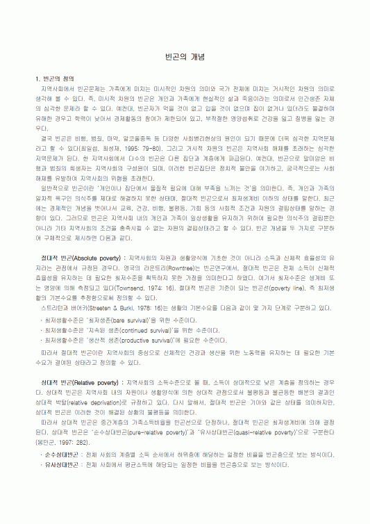 빈곤의 개념 레포트 자료