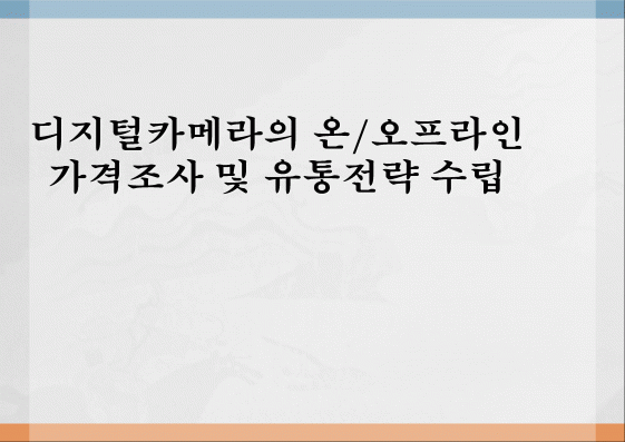 [경영] 디지털카메라의 온/오프라인 가격조사 및 유통전략 수립