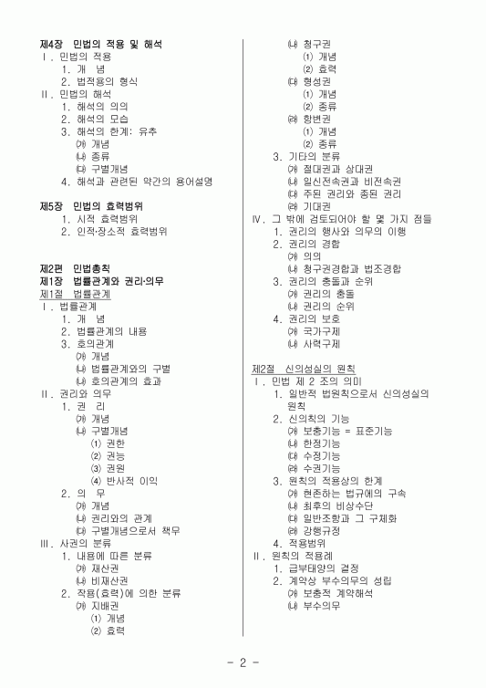 지원림_민법강의_목차집_세부목차