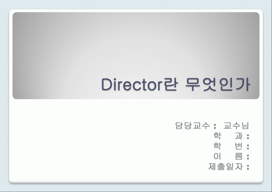 디렉터란 무엇인가?