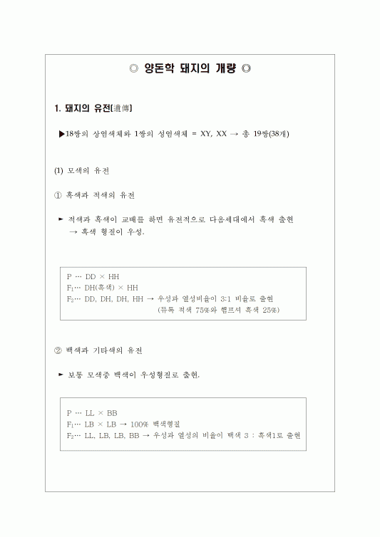 양돈학 돼지의 개량
