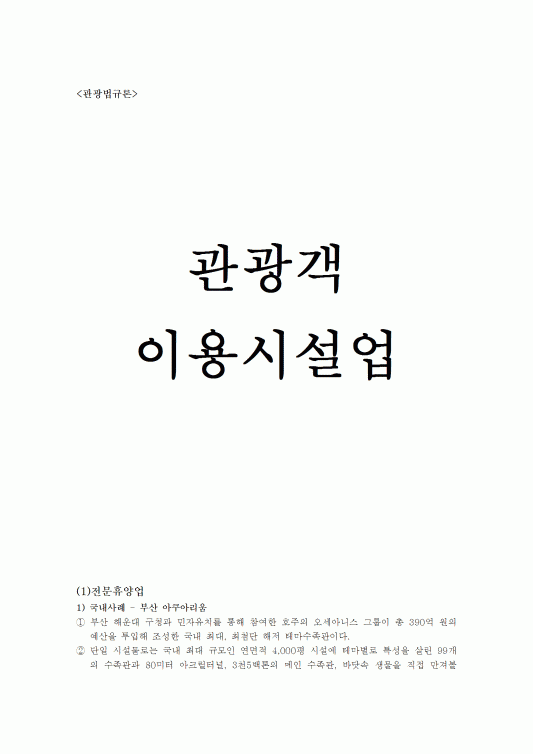 관광객 이용 시설업