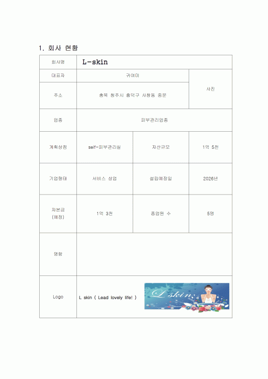 사업계획서(셀프피부관리실)