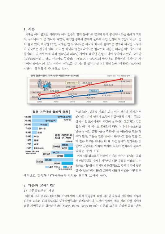 한양대학교 교육사회학 서승연교수님시간에 작성한 다문화교육
