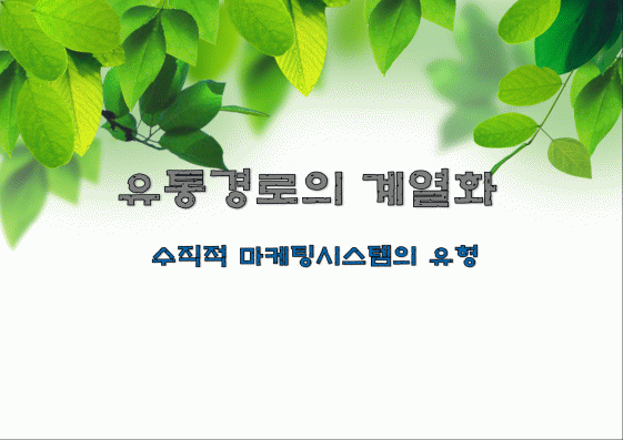 [유통학] 유통경로의 계열화_수직적 마케팅 시스템의 유형