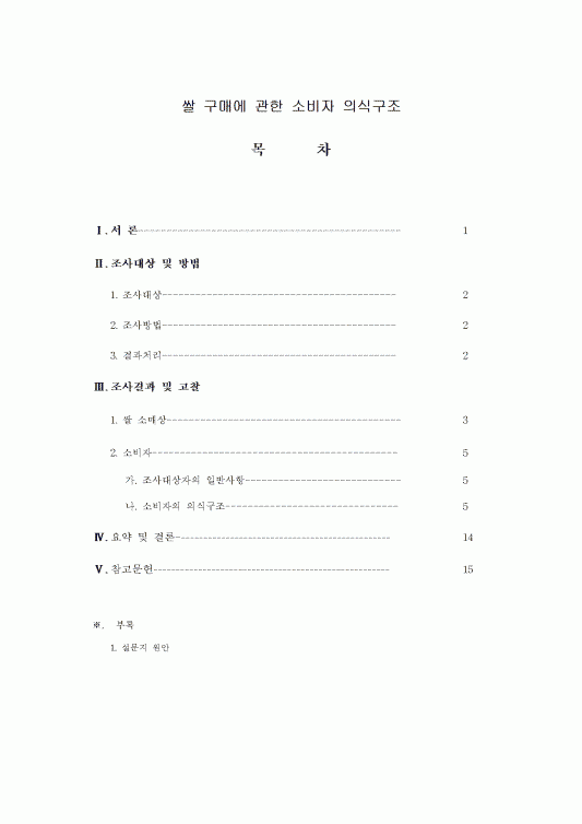 쌀 구매에 관한 소비자 의식구조