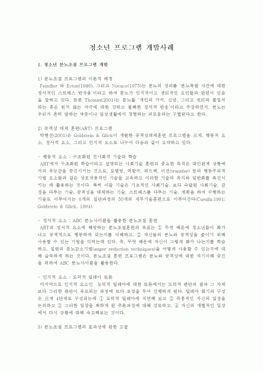 청소년 프로그램 개발사례