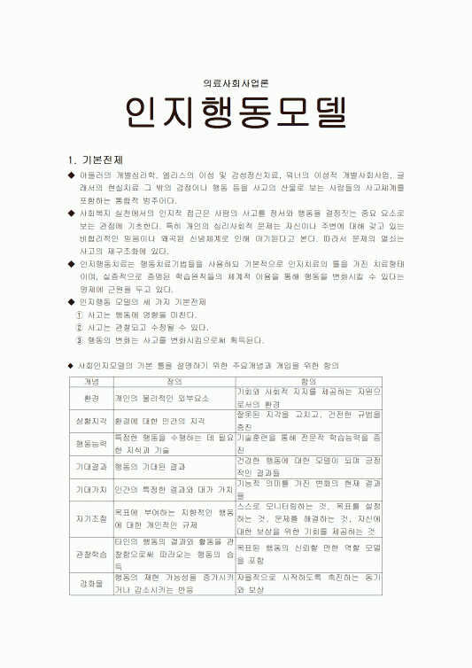 의료사회사업론- 인지행동모델
