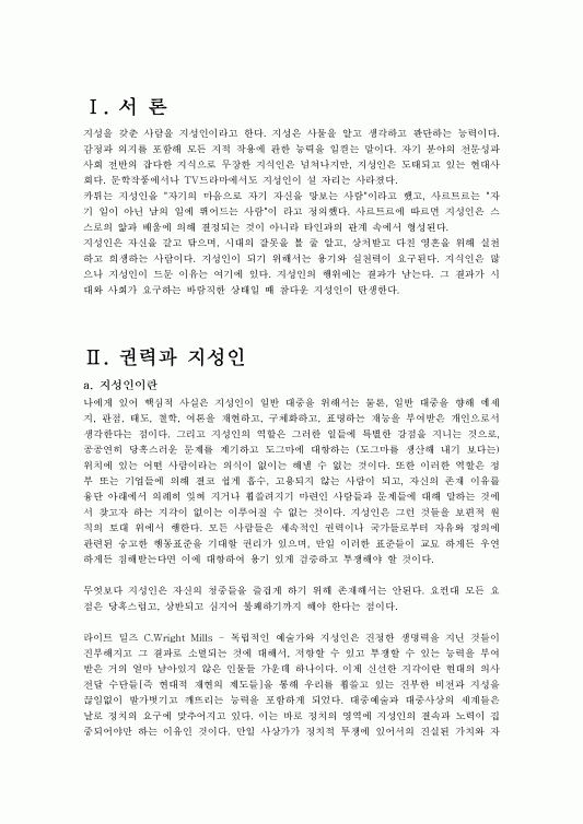 지성인의 문제점과 사회적 역할