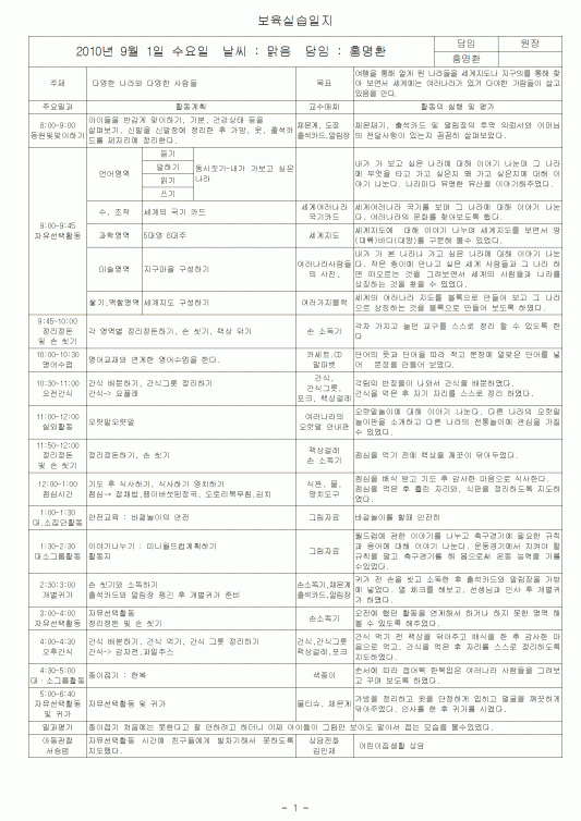 보육실습일지(5세반)