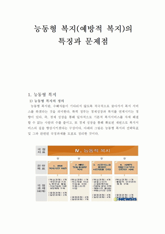 [사회복지] 예방적 복지(능동형 복지)의 특징과 문제점