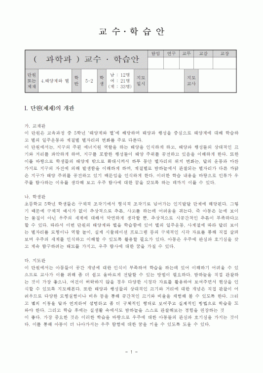 태양계와 별 레포트 자료