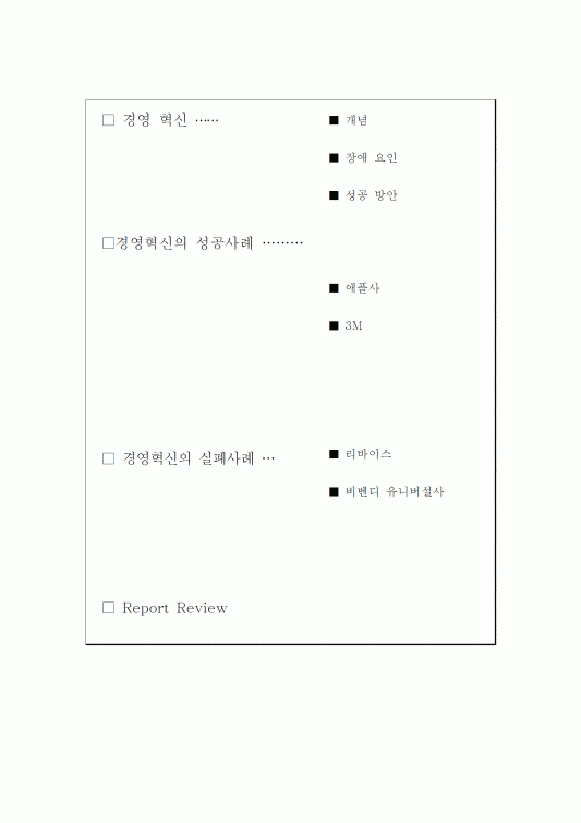 경영혁신의 성공사례 및 실패사례 (경영학 올)