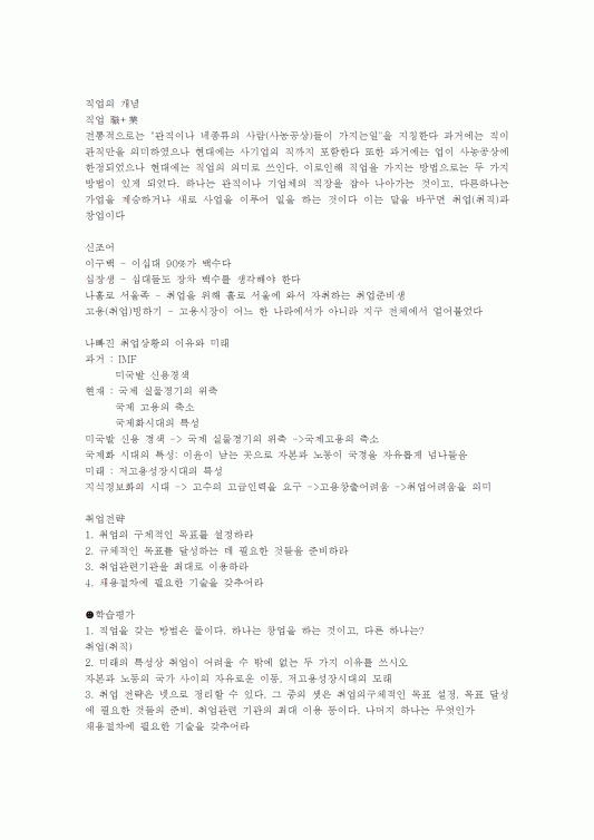 취업인을 위한 글쓰기와 말하기